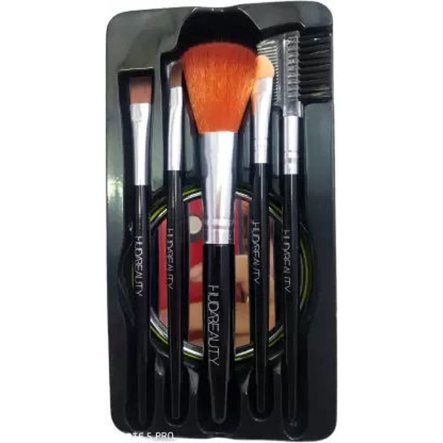 Huda Beauty Complexion 5 Brushes Set with Round Handy Mirror - SheSokara